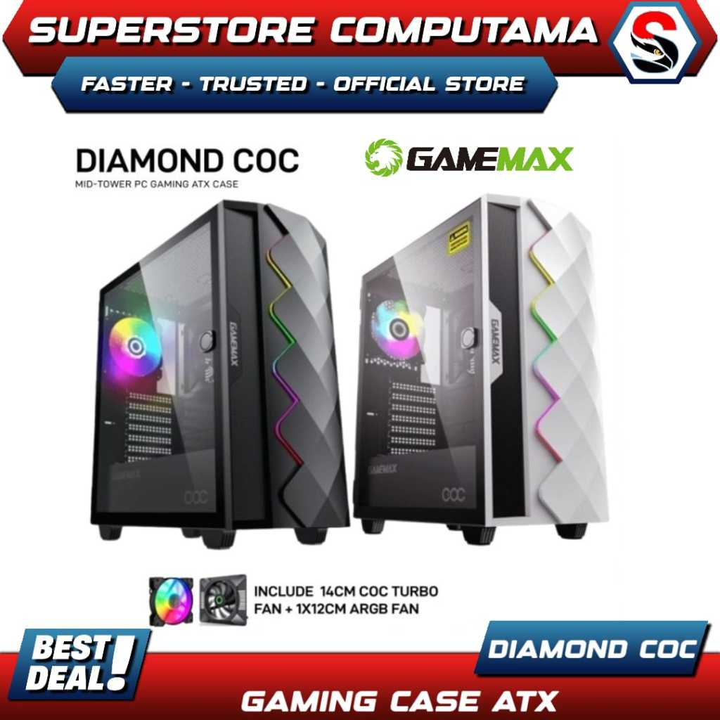 Gamemax Diamond COC ATX Gaming PC Case with COC Turbo Fan | Shopee Malaysia