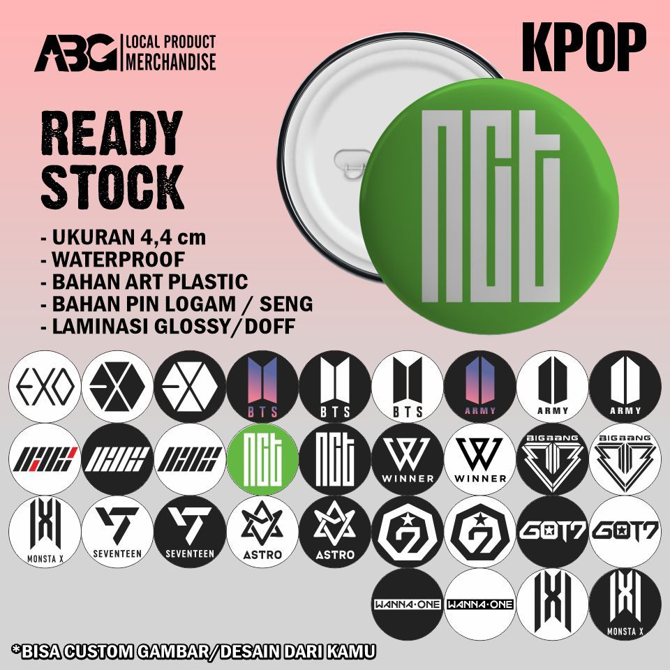 Boygroup K-POP LOGO PIN COMPLETE GEN 3, NCT, BTS, EXO, SEVENTEEN, ETC ...