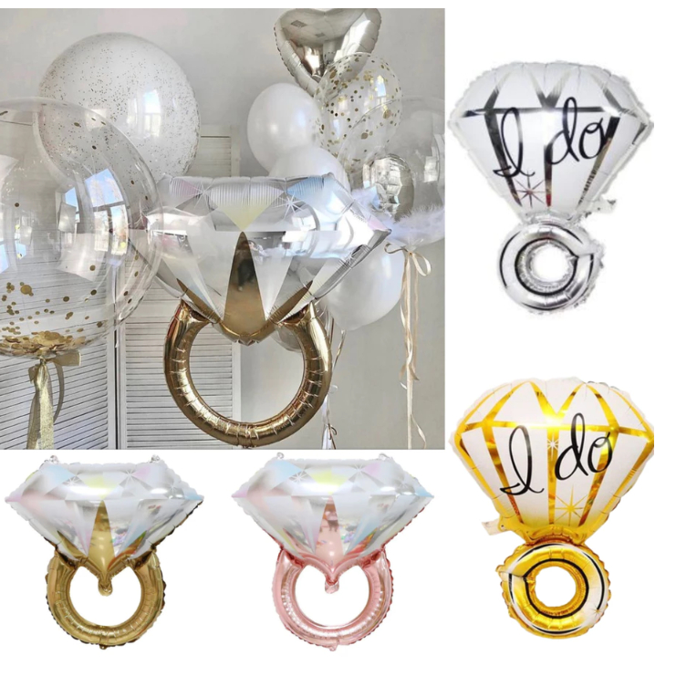 55 cm Diamond Ring Foil Balloon - Wedding Ring I Do Jumbo 24 Inch ...