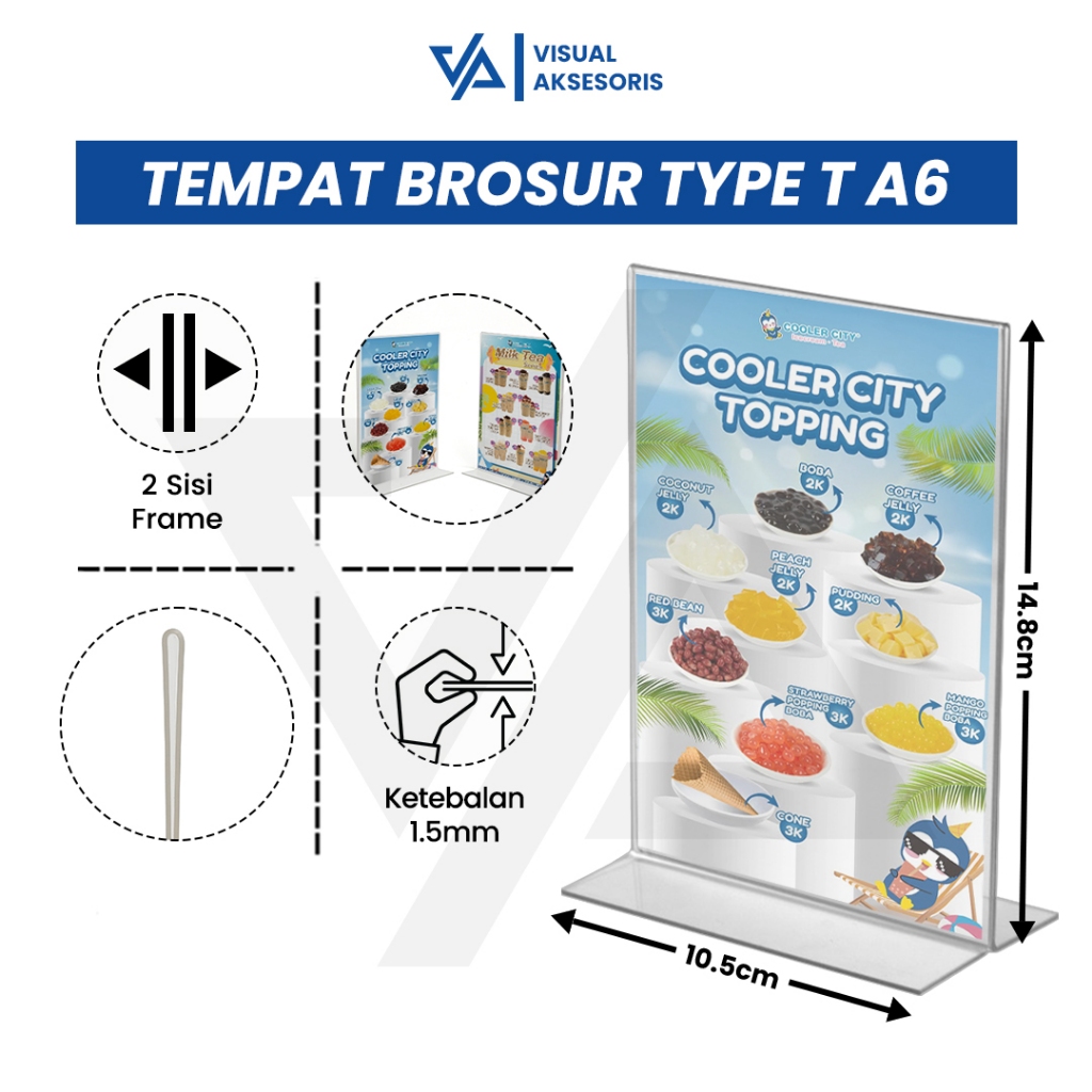 Acrylic Brochure Holder A6 1.5mm Portrait 2 sides / Tent Holder ...