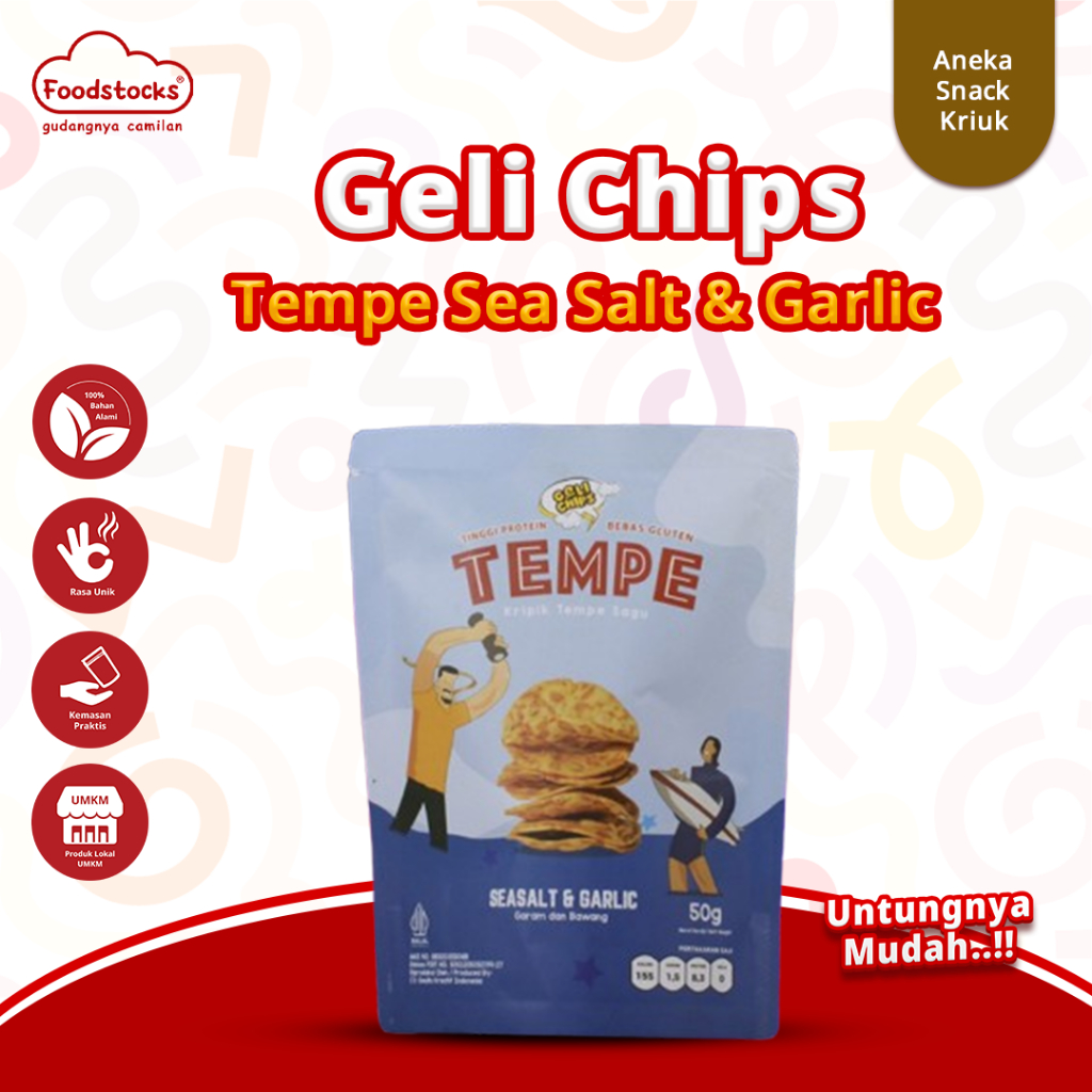 Geli Chips - Sago Tempeh Chips Original Seasalt & Garlic Flavor 50 gr ...