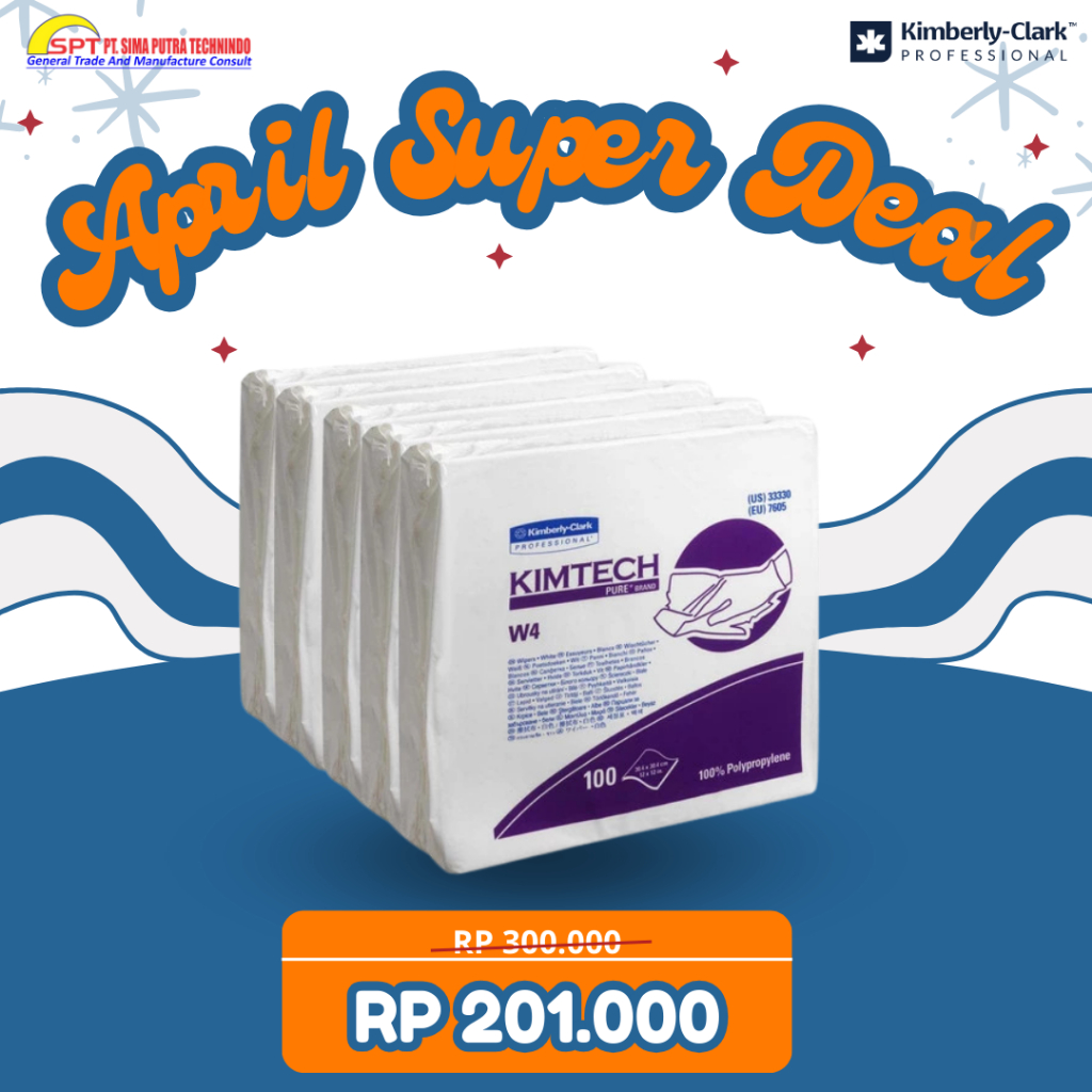 Kimtech Pure*W4 Critical Task Wipers, 1 ply, 100 sheets per pack (pack ...