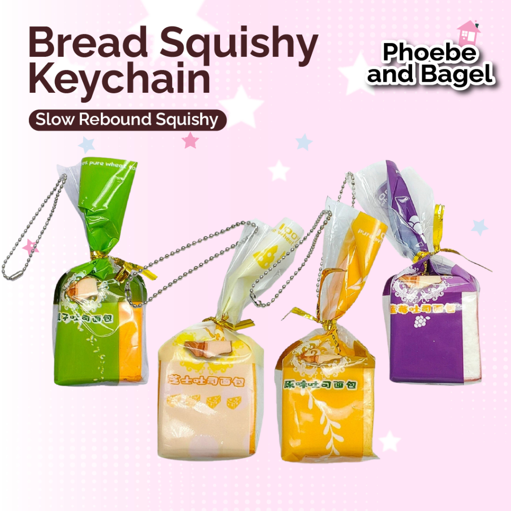 Mini Bread Toast Squishy Keychain - Phoebe and Bagel | Shopee Malaysia