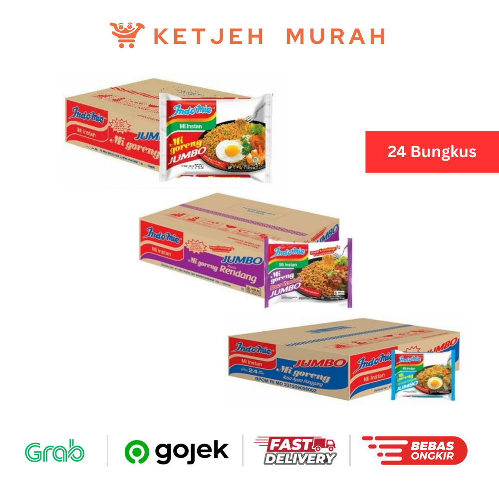 Indomie Jumbo Instant Noodles 1 Box contains 24 Packs Original Fried ...