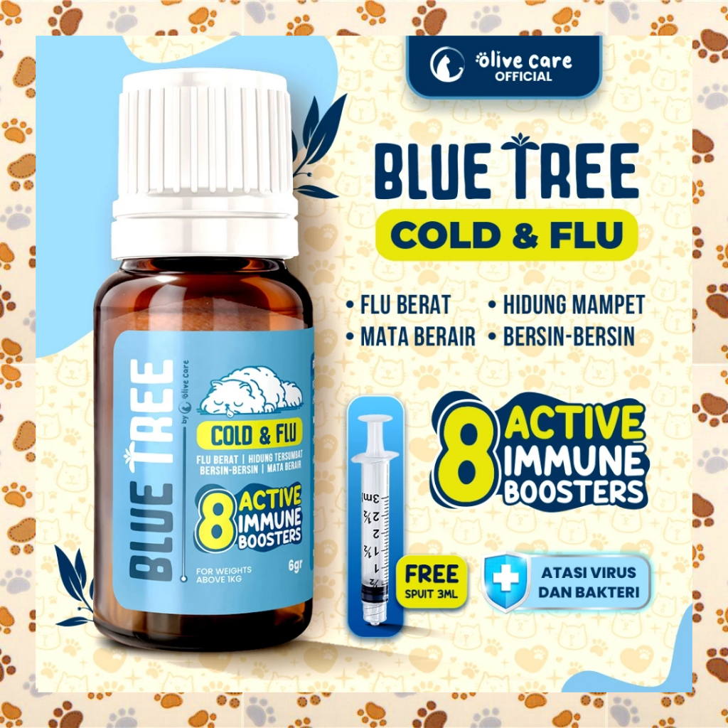 D28AE2 Olive Care Blue Tree COLD & FLU Vitamin Medicine for Cats 8 ...