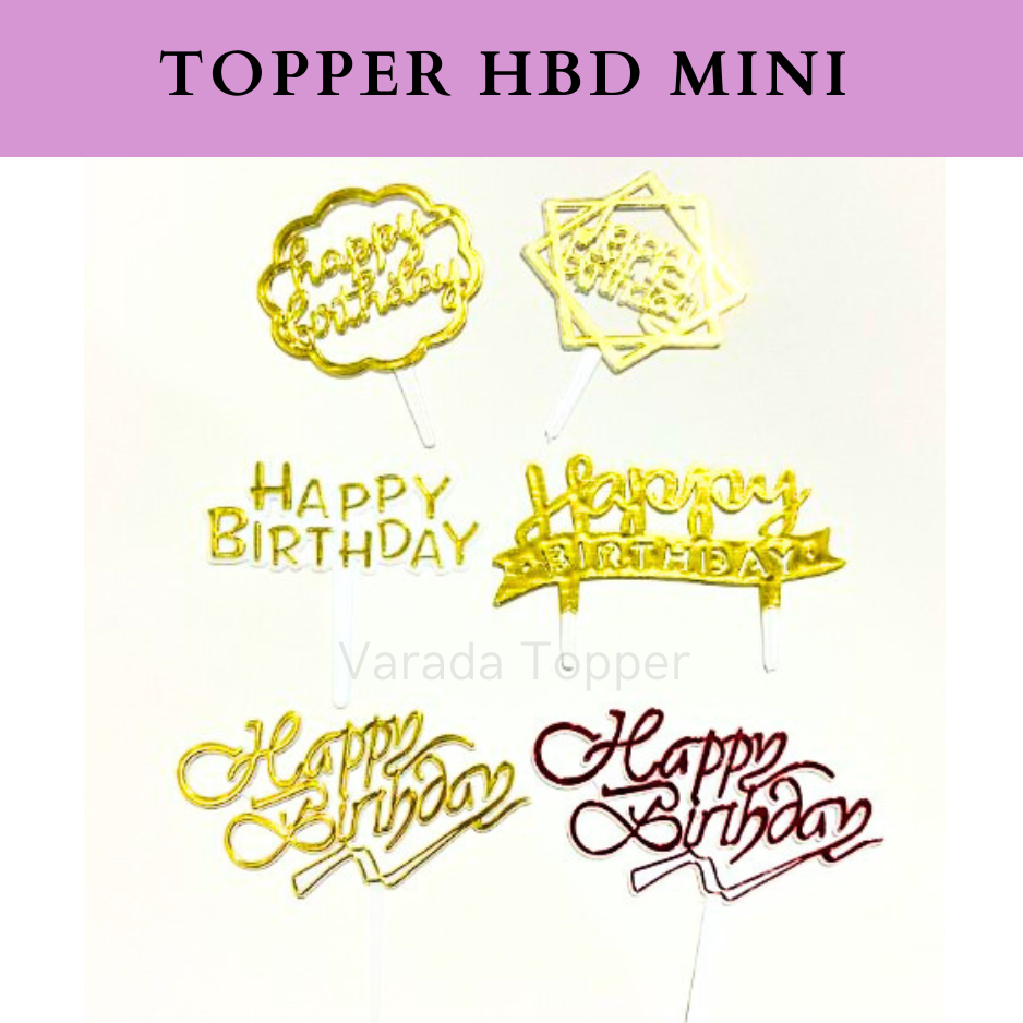 MINI GOLD HBD TOPPER/ GOLD Mini Happy Birthday Topper | Shopee Malaysia