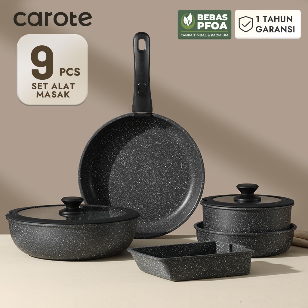 CAROTE Cookware Set 9 PCS With Removable Handle Makes It Easy To ...