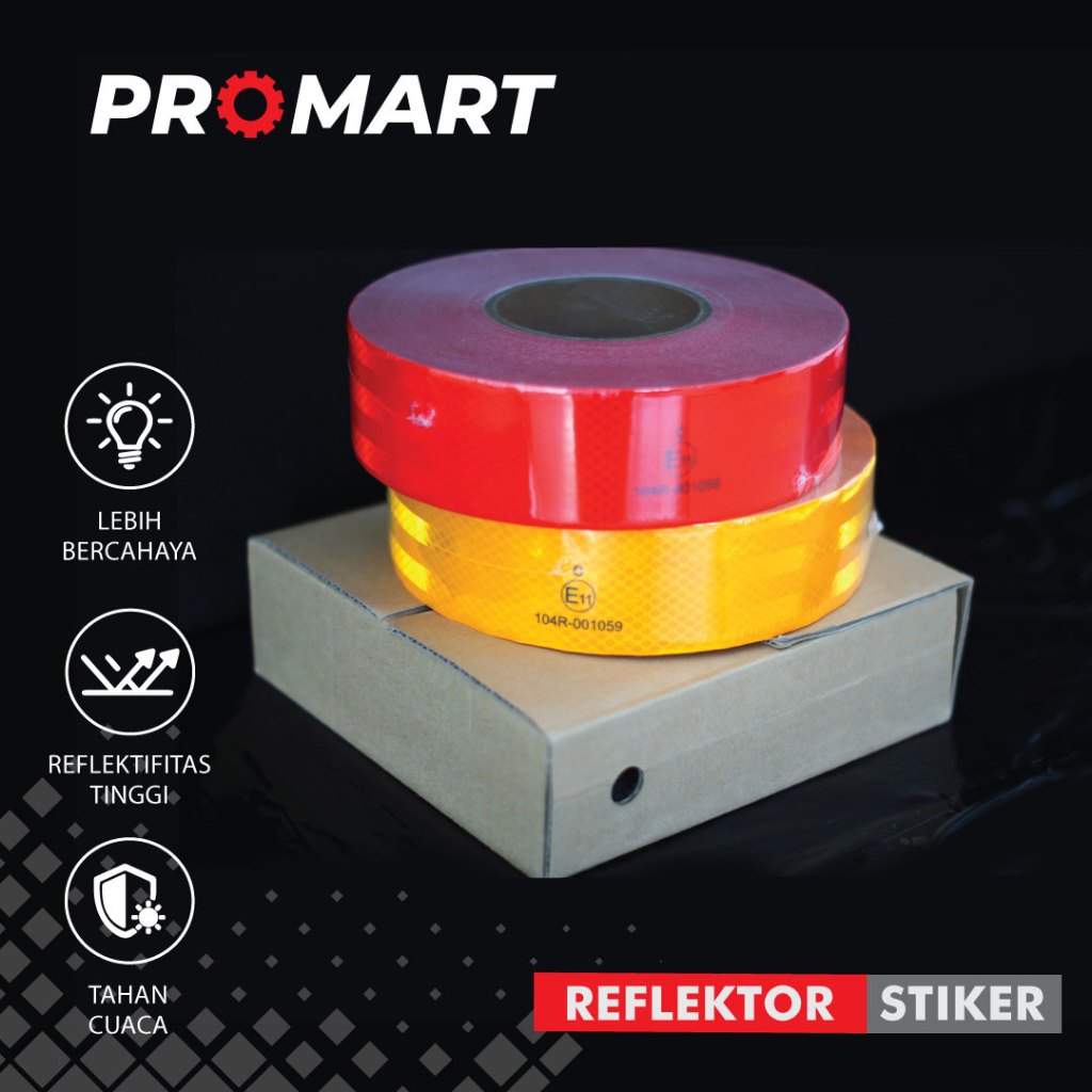 MERAH CAHAYA RED YELLOW WHITE REFLECTOR STICKER 1 ROLL E11 / REFLECTIVE ...