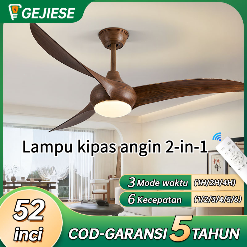 KAYU Living room ceiling fan light 2in1 3 colors 6 speed 52 inch led ...
