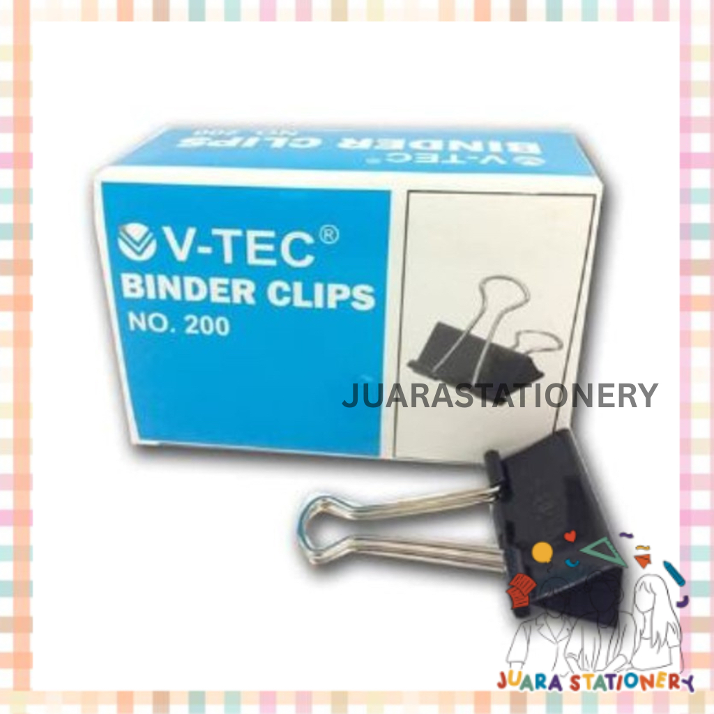 (241) JUARASTATIONERY Binder Clip No. 200 V-tec (ONE) / Paper Clip ...