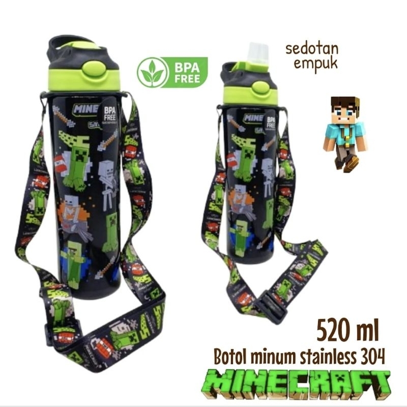 Minecraft stainless steel straw drinking bottle | Shopee Malaysia