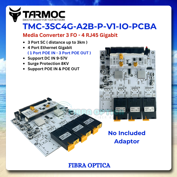Tarmoc TMC-3SC4G-A2B-V1-IO-PCBA | Media Converter 3 FO 4 LAN / 3FO 4LAN ...