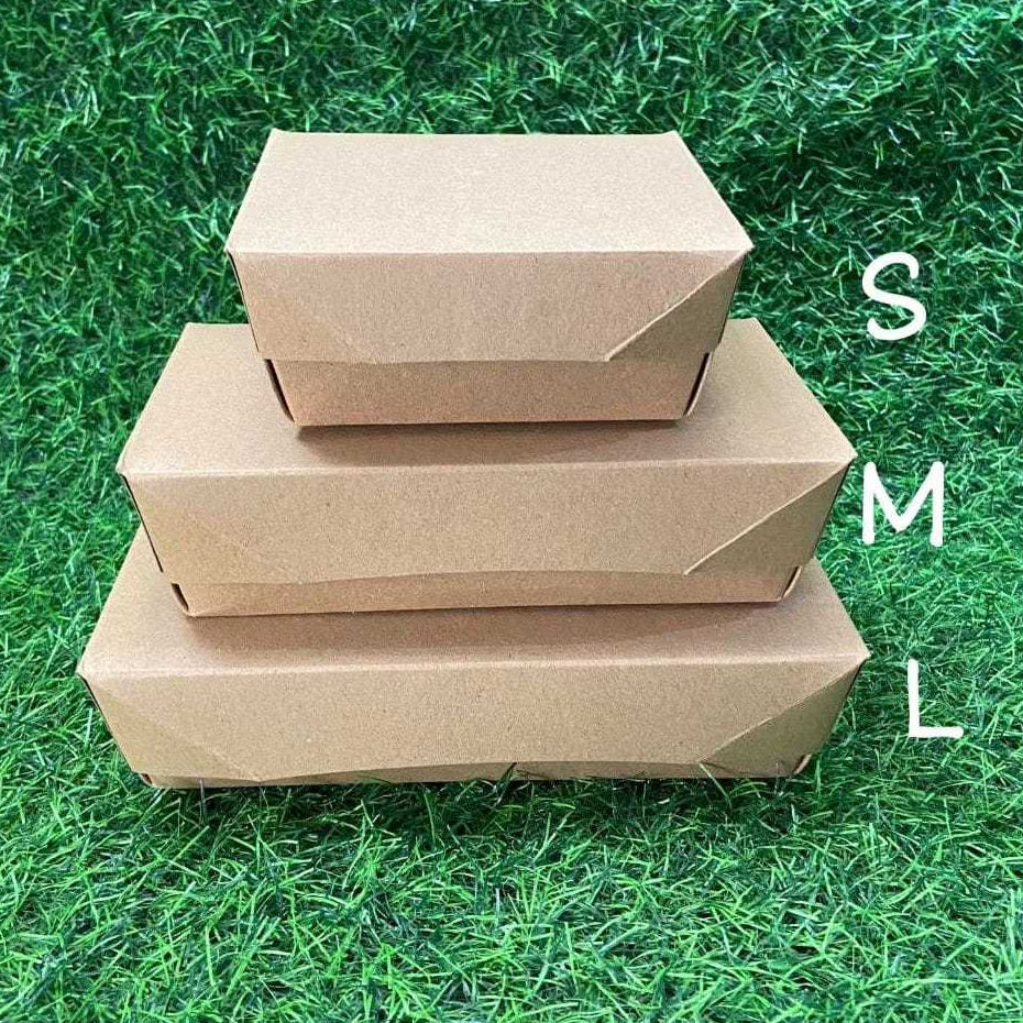 TRIFINITY Thick Brown Paper Lunch Box / Brown Kraft Paper Food Tray ...