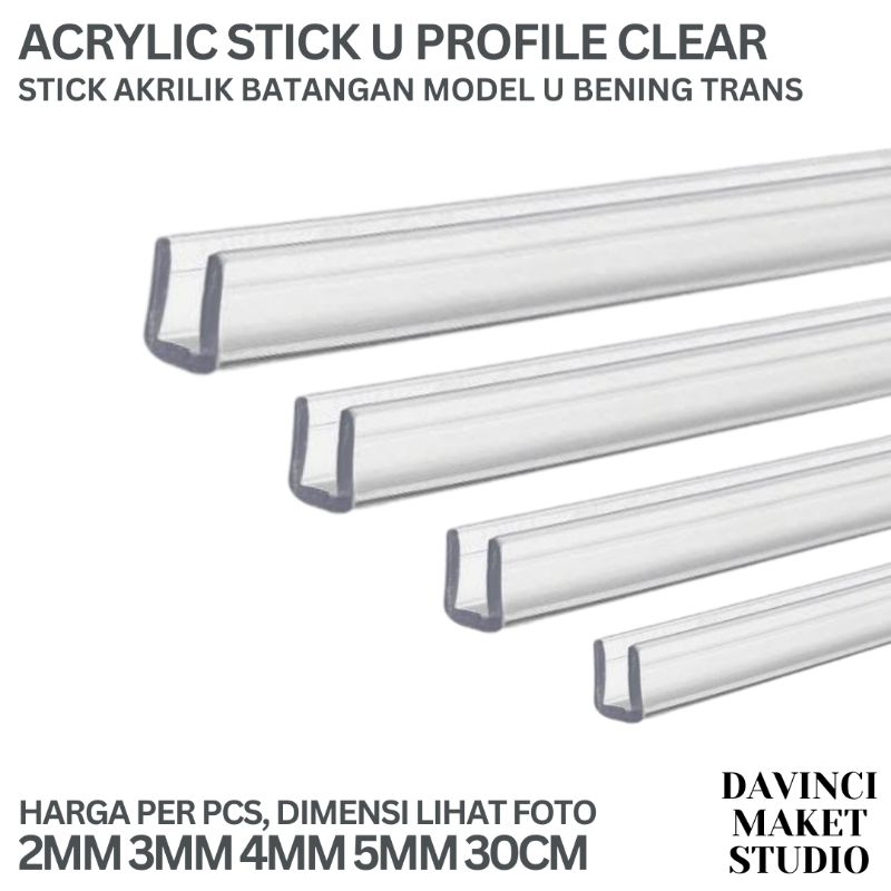 Acrylic Stick U Profile - Acrylic Stick Channel Profile U 2mm 3mm 4mm ...