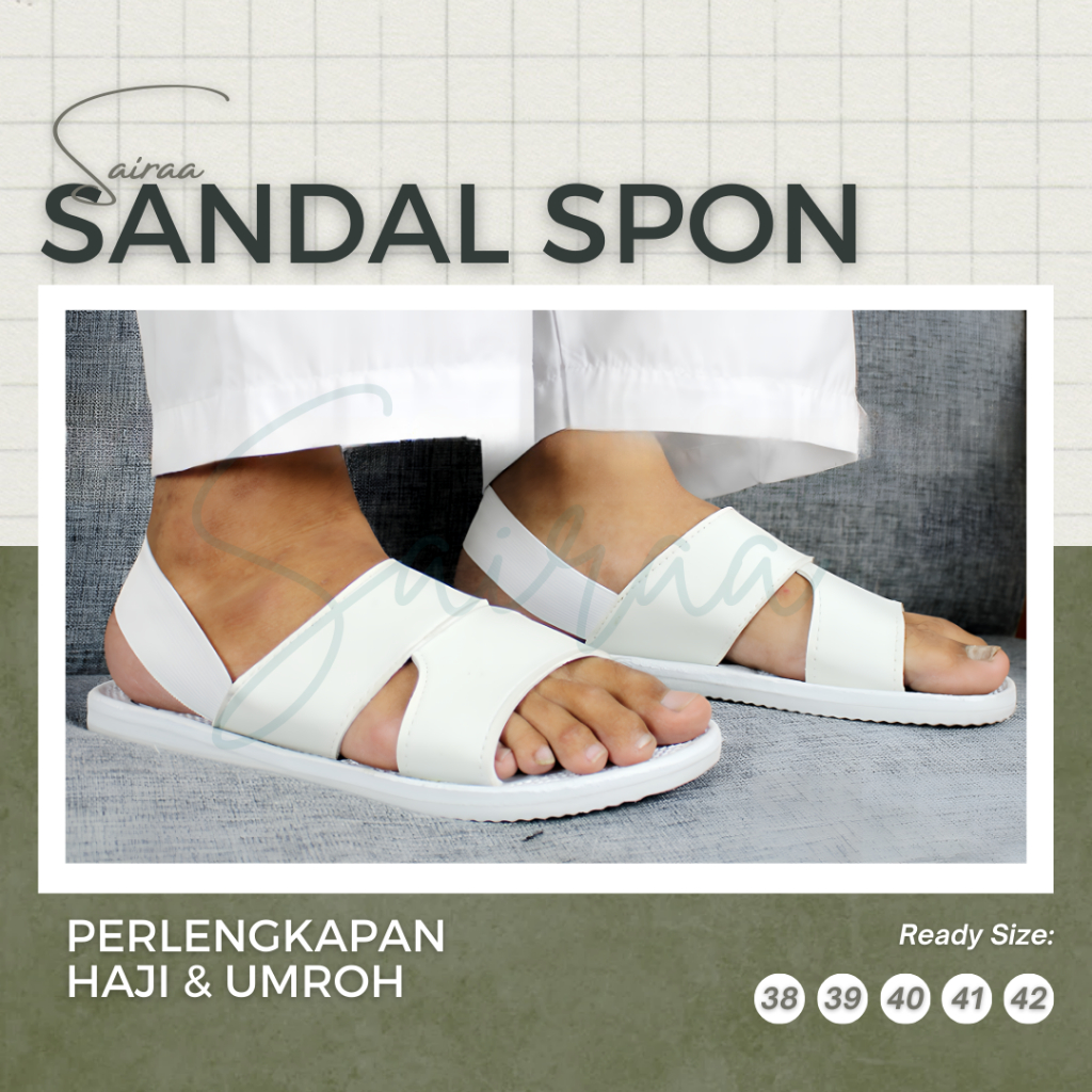 Sponge Sandals, Hajj and Umrah Sandals, Plain White Rubber Strap, Men's ...