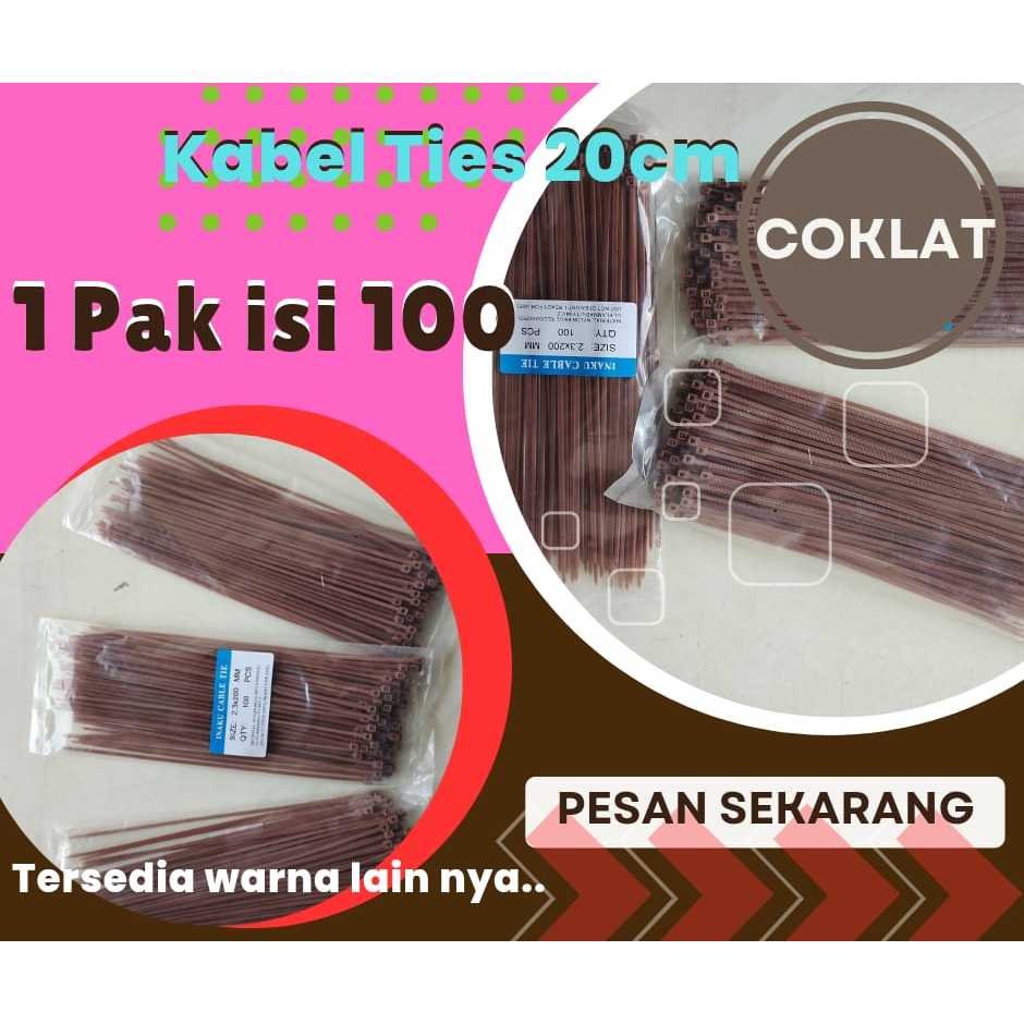CHOCOLATE 20cm Nylon Cable Ties 1 Pack contains 100 pcs | 20cm Tis ...