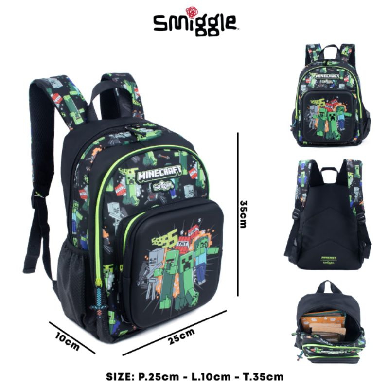 SAMVIN SMIGGLE MINECRAFT MEDIUM IMPORTED CHILDREN'S BACKPACK. | Shopee ...