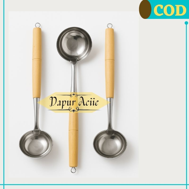 Irus Vegetable Size Irus Premium Wooden Handle Vegetable Soup Ladle ...