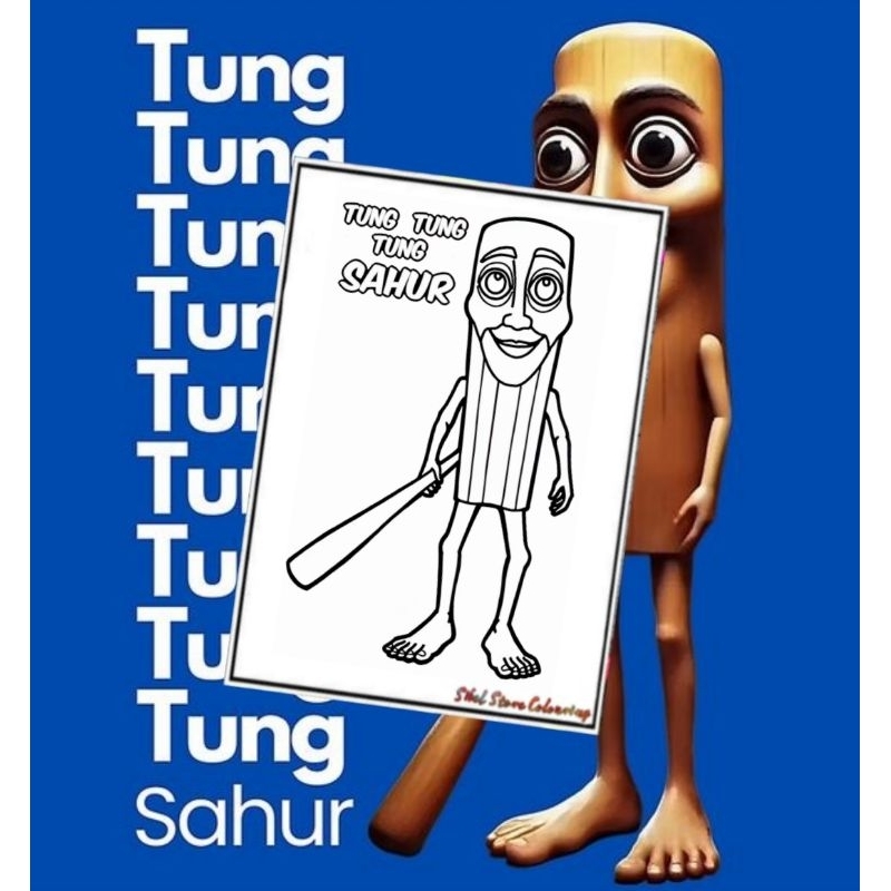 Tung Tung Sahur Character Children's Coloring Paper Anomali/ Brainrot ...
