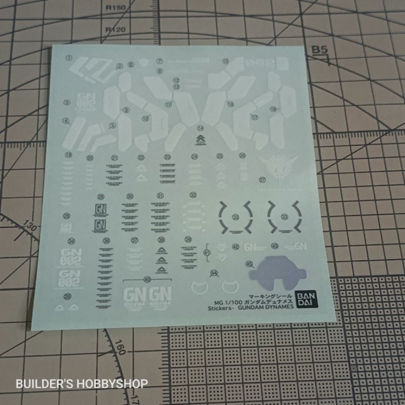 BANDAI MG 1/100 MASTER GRADE GUNPLA GUNDAM DYNAMES PARTS STICKER DECAL ...