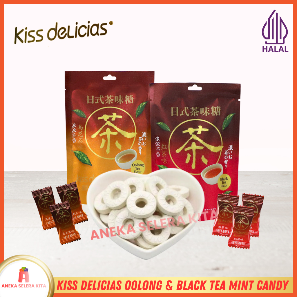 Kiss Delicias Tea Mint Candy / Sugar Free Candy Oolong Tea Black Tea Halal Flavor 60g | Shopee ...