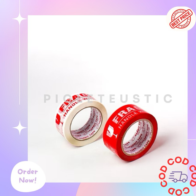 MERAH FRAGILE duct tape RABBIT BRAND RED/WHITE DON'T SLAM 45MM X 50YARD ...