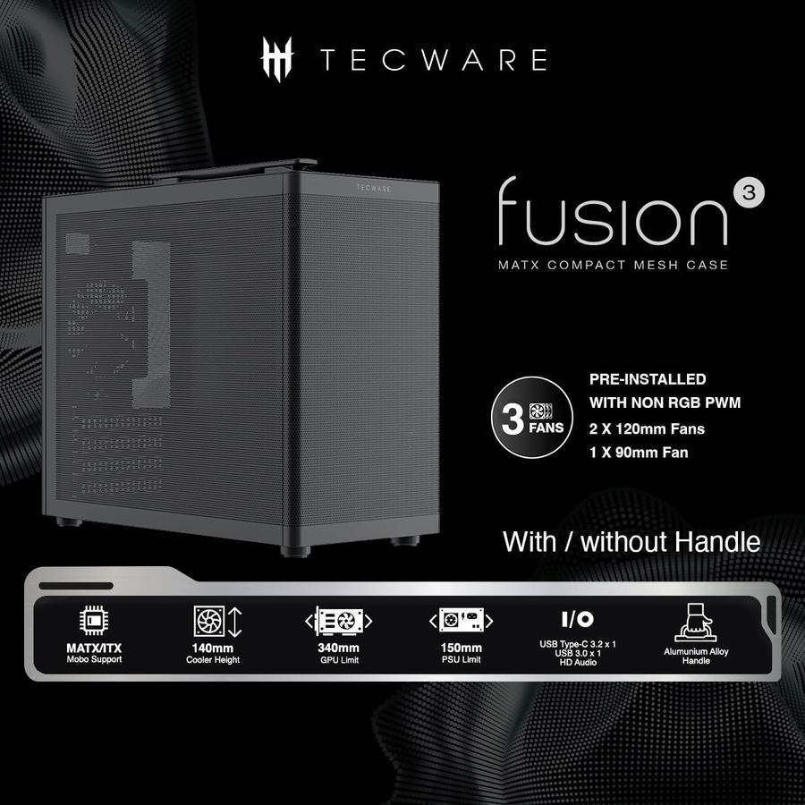 Tecware Fusion 3 Airflow Mesh M-ATX SFF PC Casing Free 3Fan PWM 12cm ...