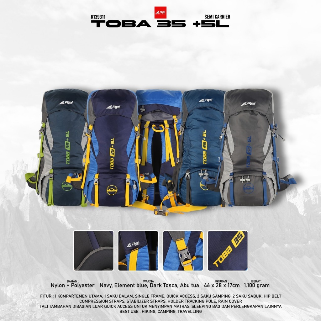 Mountain Bag / Carrier Toba 35+5 Liter Arei Outdoorgear | Shopee Malaysia