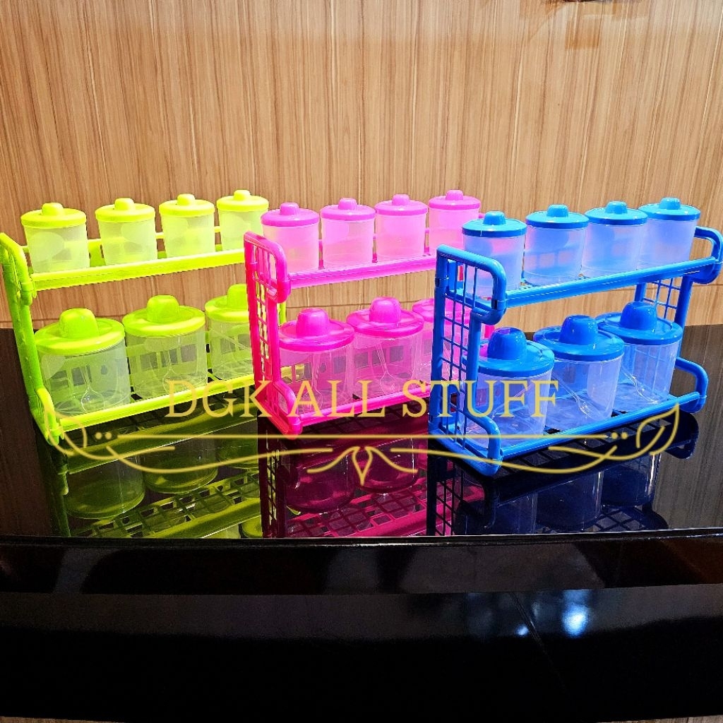 HIJAU Kitchen Spice Jar Container Rack Salt Sugar Pepper MSG Stacking 2 ...