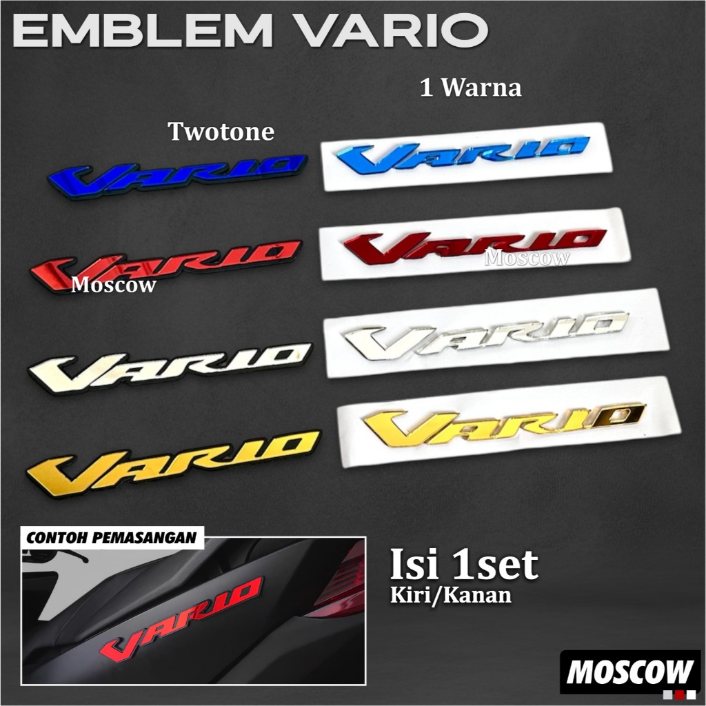 MERAH 3D ACRYLIC VARIO EMBLEM RAISED SET (LEFT and RIGHT) FOR ALL HONDA ...