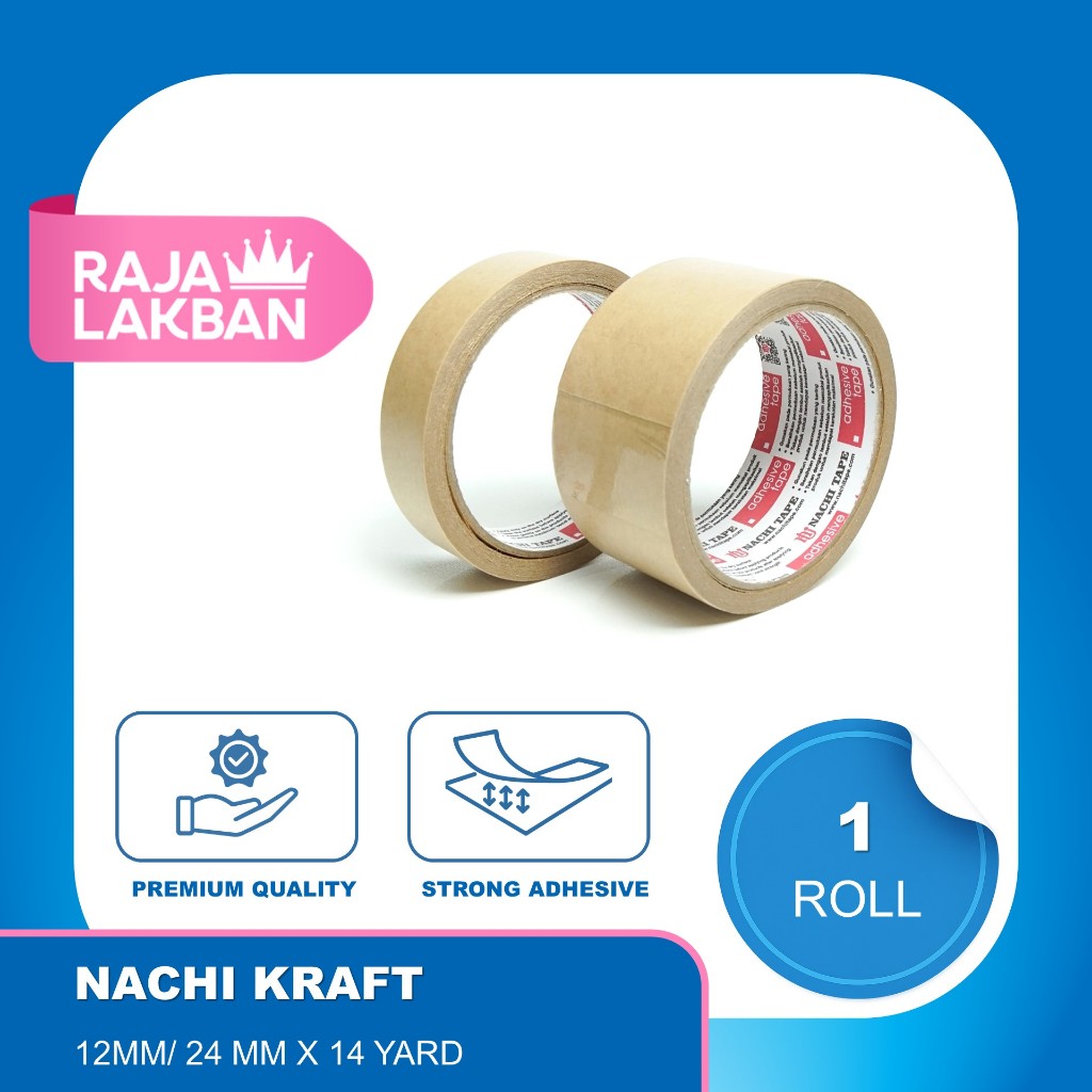 Nachi Kraft Tape Paper Duct Tape 1 inch 24mm, 2 inch 48mm 14 Yards ...