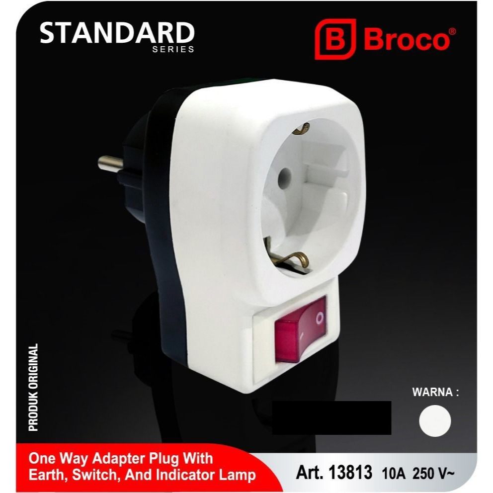 13813 1 Hole Adapter Plug One Way Adapter Plug With Earth, Switch and ...