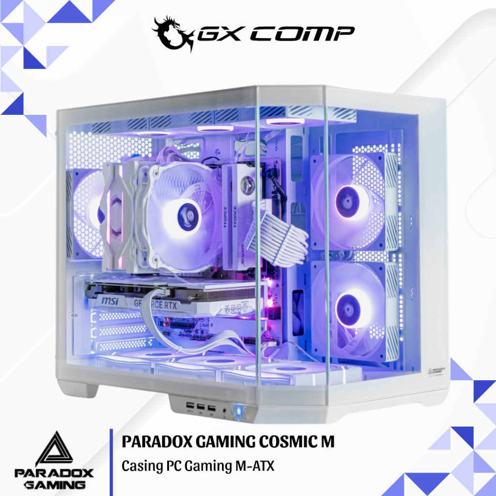 Paradox Gaming Case Cosmic M White Inc 3 Fan ARGB - PC M-ATX | CPU PC ...