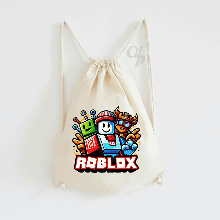 Roblox Canvas Drawstring Bag Robux/ Backpack/ Children's hampers ...