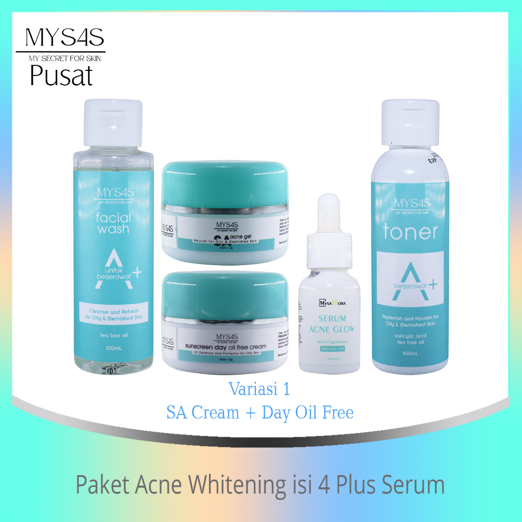 Mysas skincare acne whitening package contains 4 Plus Serum / my sas ...