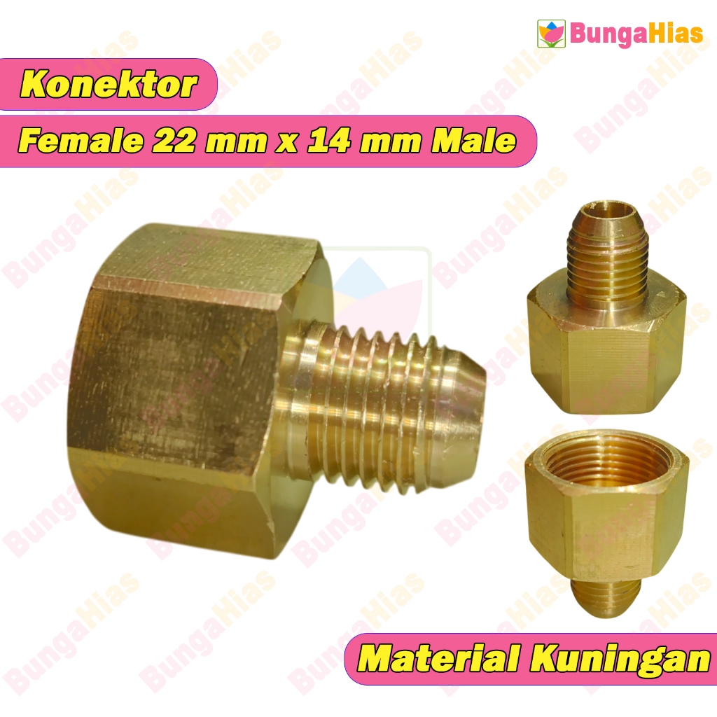 MESIN Female Reducer Connector 22 mm x 14 mm Male Drat Convex Nepel ...