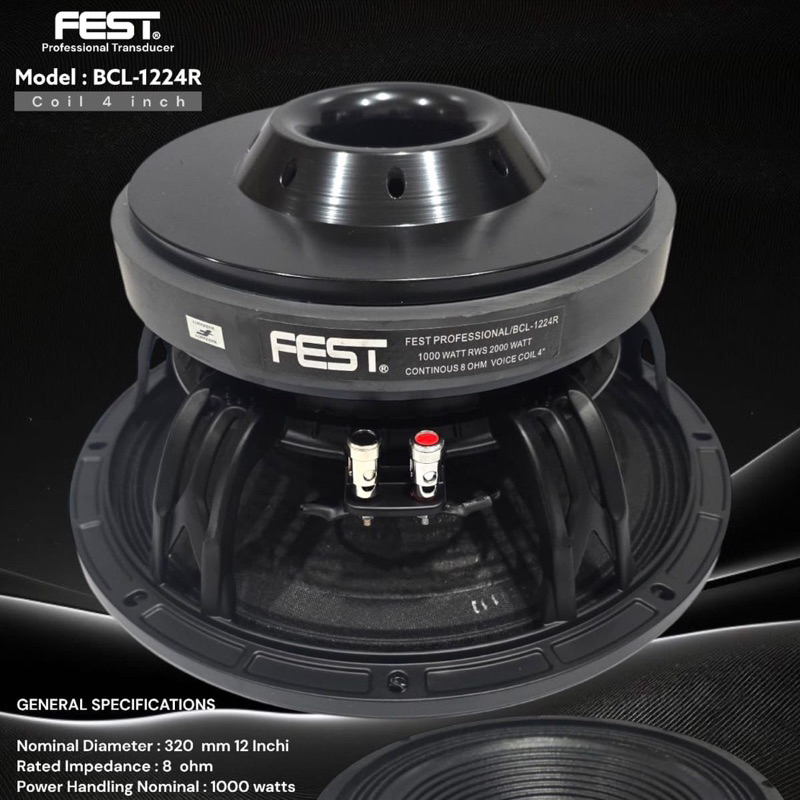 Speaker Component FEST BCL 1224 R Original 12 inch Coil 4 inch ...