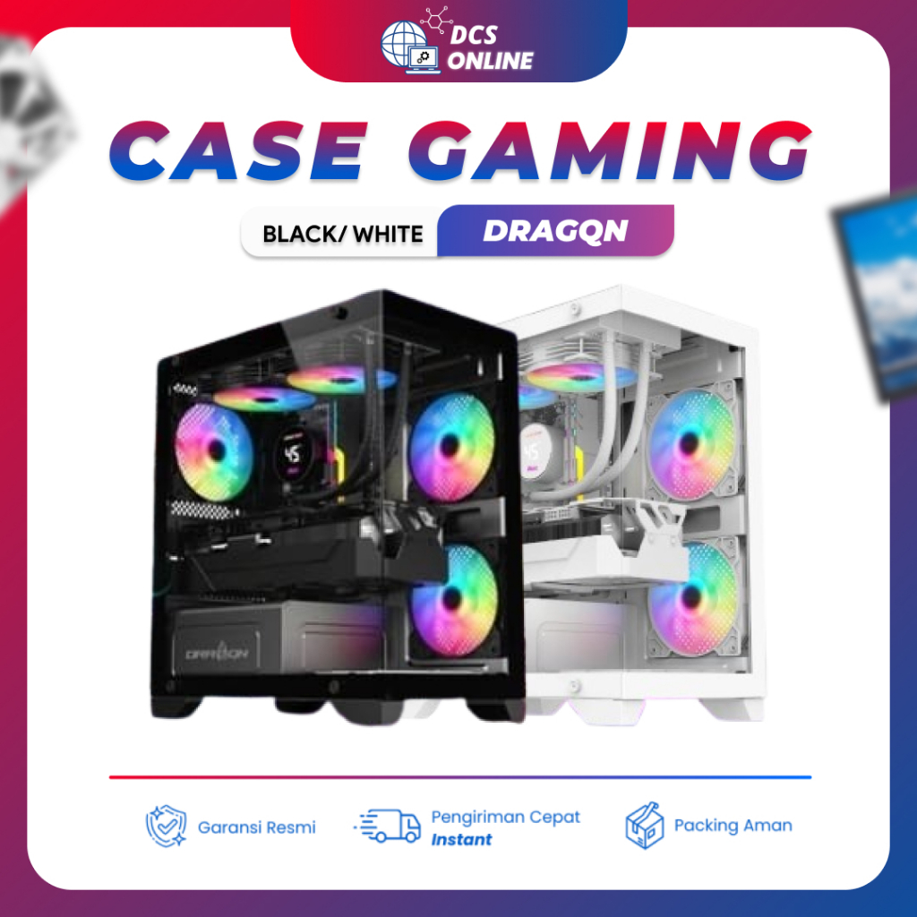 Dragqn 350 Varro Prime Free 3 Fan RGB Gaming Pc Casing - Black/White ...