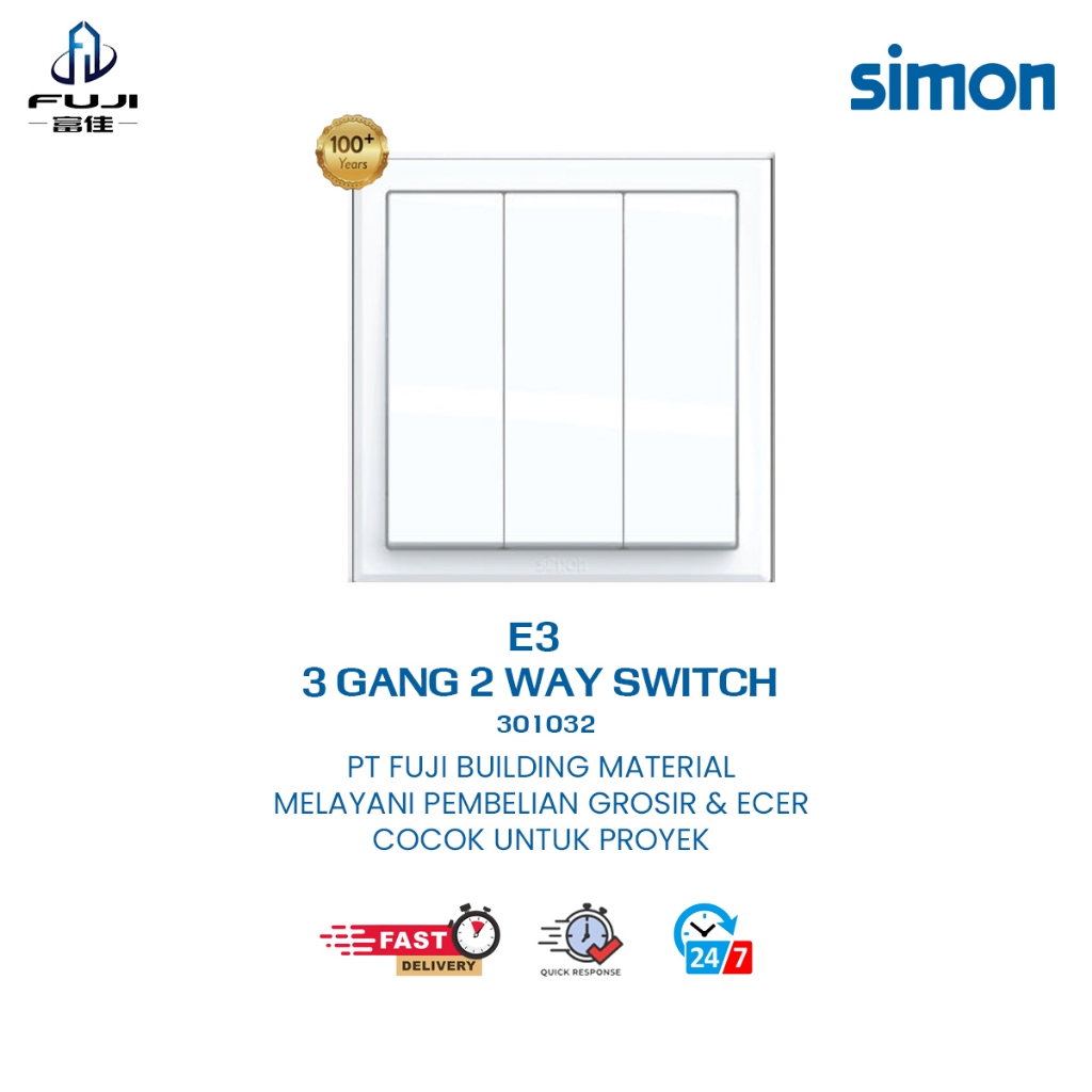 Simon E3 Wall Socket Light Switch 3 Gang 2 Way Switch Modern Minimalist ...