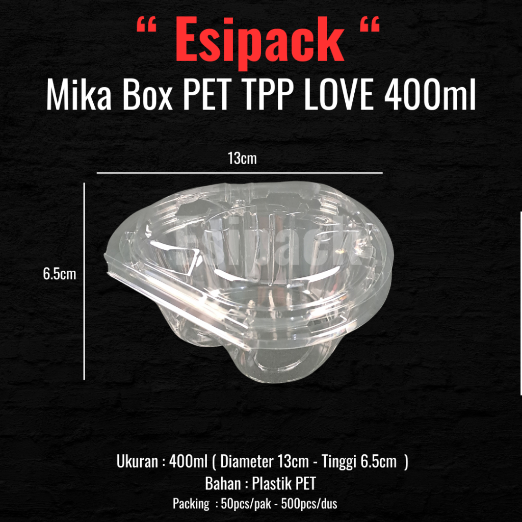 Mika Box Love, Tray Lunch Box, Plastic Mica Box 400ml (50pcs) | Shopee ...