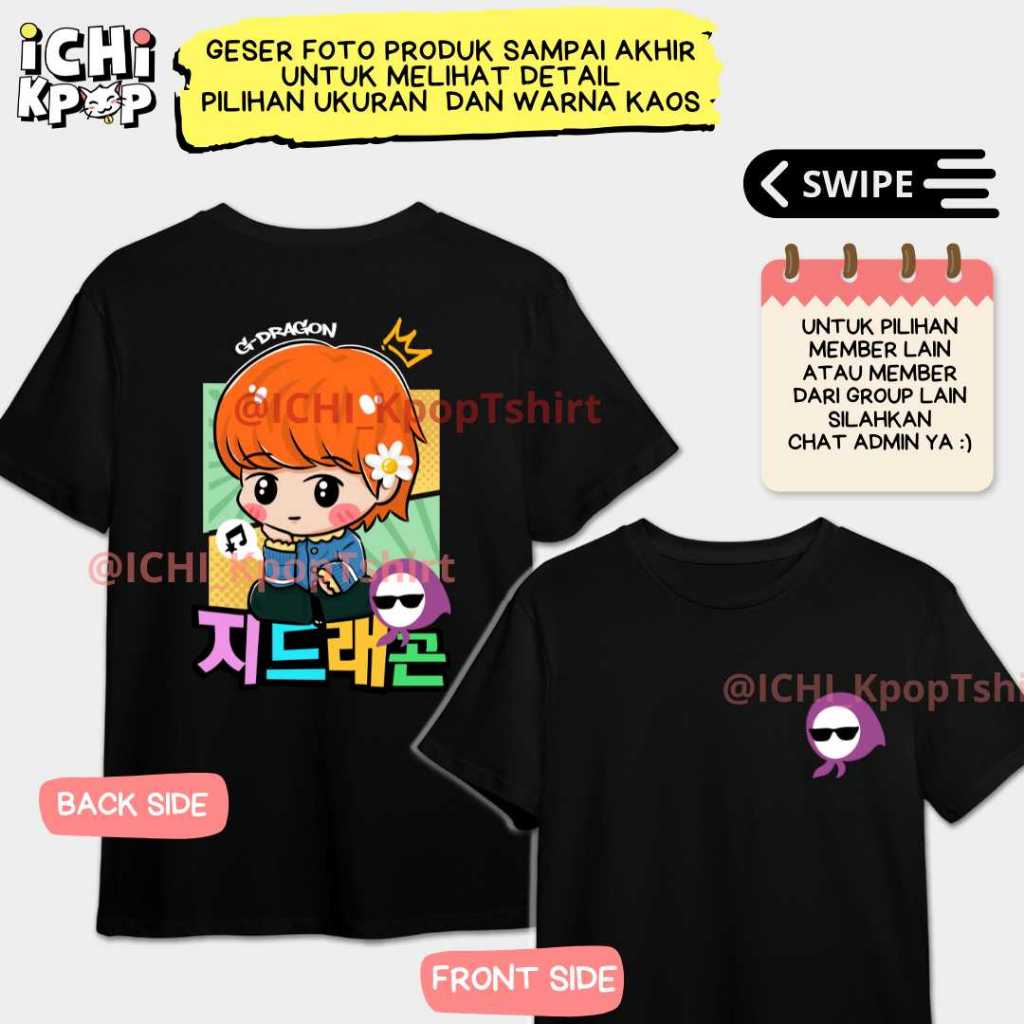 G-dragon GD BIGBANG T-shirt (FRONT BACK PRINTING) kpop fanart korean ...