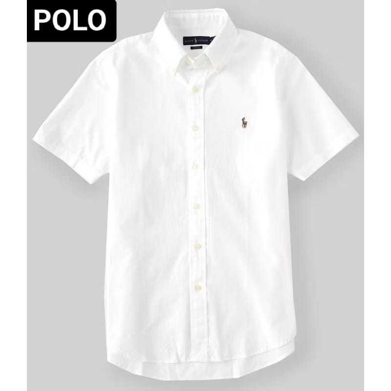 KEMEJA PUTIH Men's White Short Sleeve Shirt - Polo Ralph Lauren Oxford Shirt Short Sleeve ...