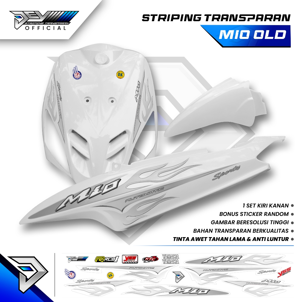ORIGINAL TRANSPARENT MIO SPORTY STRIPING | YAMAHA MIO BODY STICKER ...