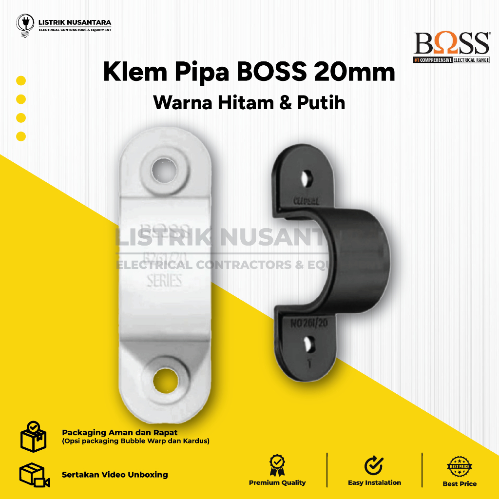 HITAM PUTIH Boss Pipe Clamp 20mm Black and White / Original 20mm ...