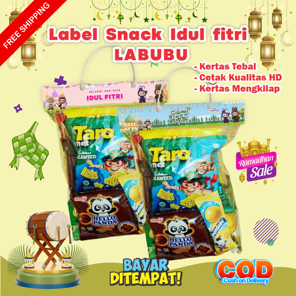 Plastic Eid Al-Fitr Snack Labels Labubu Mini Parcel Plastic Eid Snacks ...