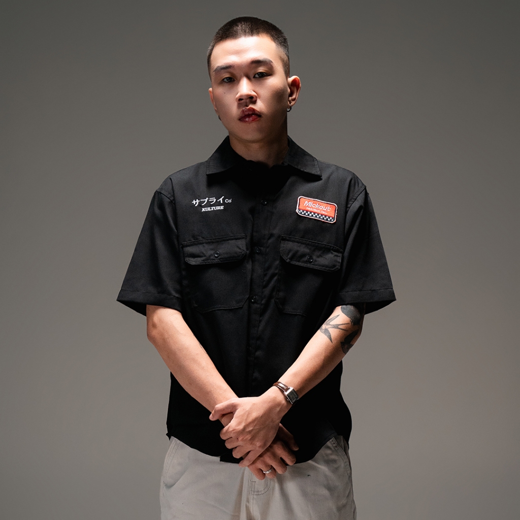 KEMEJA HITAM Mickout "Werkstatt" Black Work Shirt | Workshirt ...