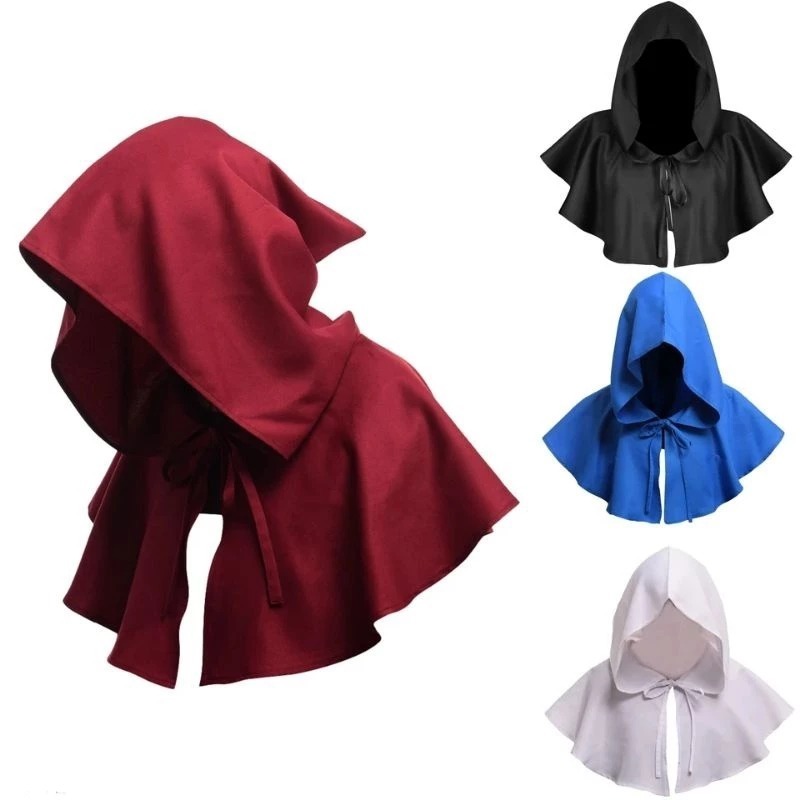 Cloak Wizard Medieval Hoodied Cape | Halloween Cosplay Death Cape Short ...