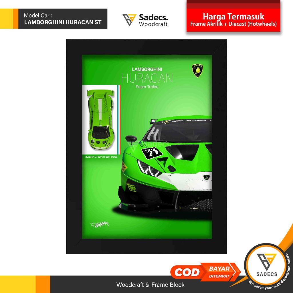 Lamborghini HURACAN Acrylic Frame Hotwheels Wall Display Size 22x17cm ...