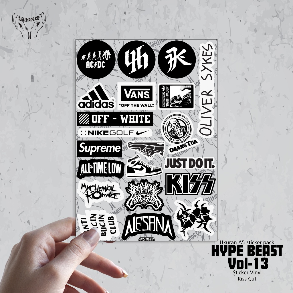 Sticker Pack HYPE BEAST Tumblr Laptop Helmet VOL13 BLACK AND WHITE ...