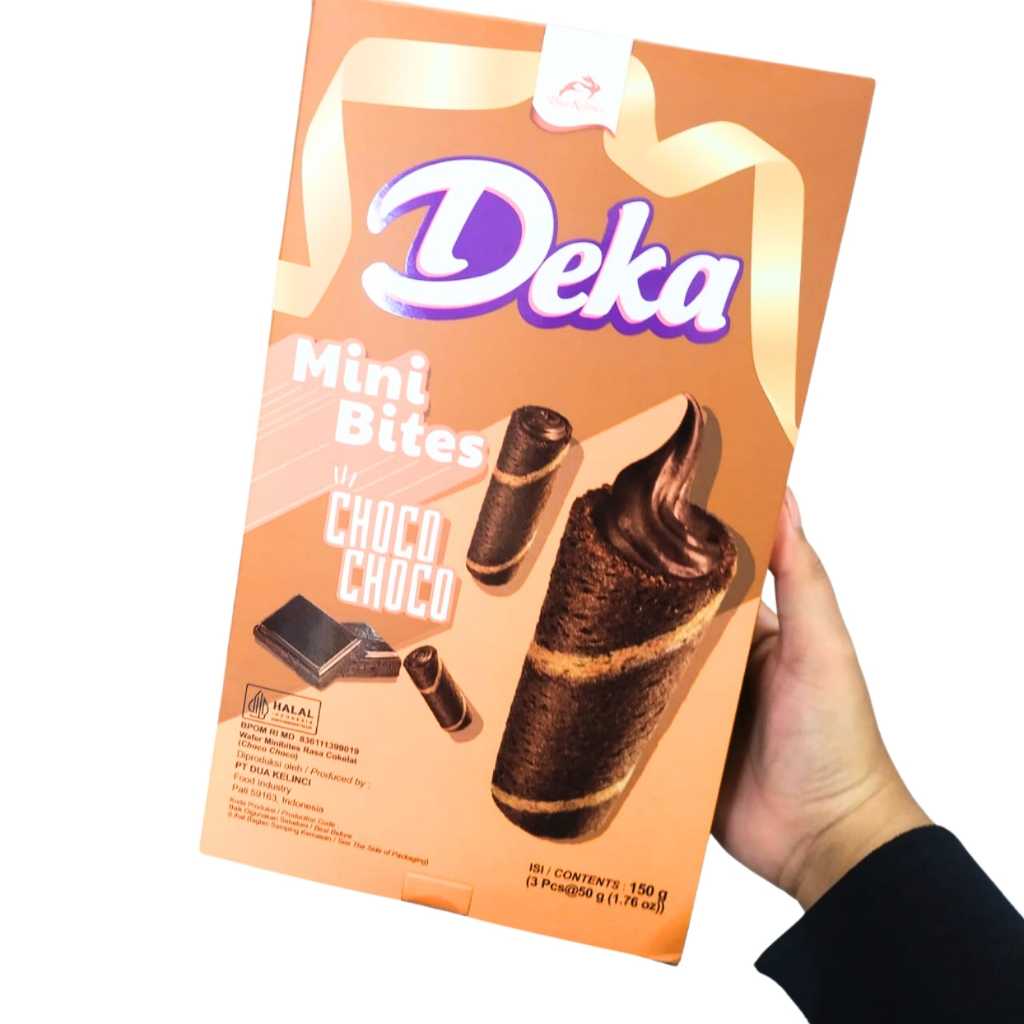Deka Mini Bites Choco Choco contains 3 pcs @ 50 gr Chocolate Wafer Roll ...